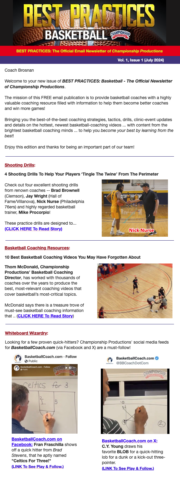 Email Newsletter - Championship Productions, Inc.